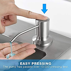 Soap Dispenser for Kitchen Sink, Stainless Steel Built in Sink Soap Dispenser Lotion Dispenser with 13 Ounce Bottle, Brushed Nickel (YardMonet)