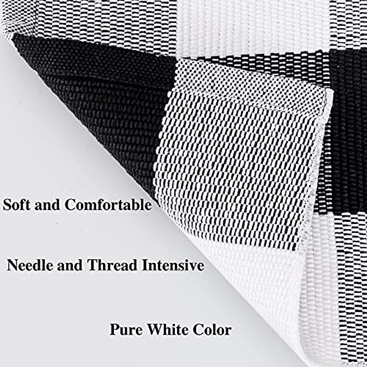 joybest Buffalo Plaid Rug 5 x 7 ft Black and White Checkered Area Rug Cotton Hand-Woven Indoor Outdoor Rugs Carpet for Patio, Living Room, Dining Room, Bedroom