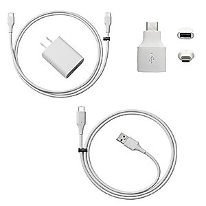 Google Official Pixel Charger for Pixel 3 and all Pixel Phones, Android Charger Cable Bundle with Fast Charging Google 18w Wall Charger - Charges any USB-C Phone (4 Items)