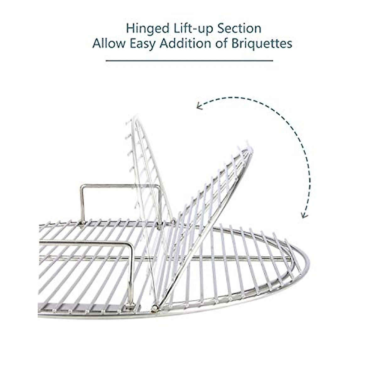 KAMaster Stainless Steel Cooking Grate for 22 in Weber Charcoal Grills 21.5 in Round Hinged Cooking Grid Grill Accessory Replaces for Weber Original Kettle Series