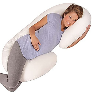 Leachco Snoogle® Supreme │ Total Body Pregnancy/Maternity Pillow │ with a Zippered Removable Cover - Ivory