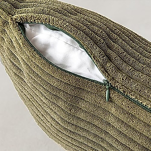 Woaboy Pack of 2 Corduroy Pillow Covers 20x20 Super Soft Boho Striped Pillow Covers Olive Green Decorative Throw Pillows Home Decor for Spring Couch Sofa Cushion Bedroom Livingroom