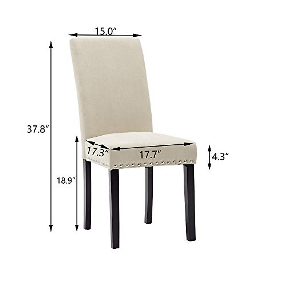 LSSPAID Dining Chairs, Fabric Padded Dining Room Chairs, Nail head Trim Dining chair, Beige, Set of 4