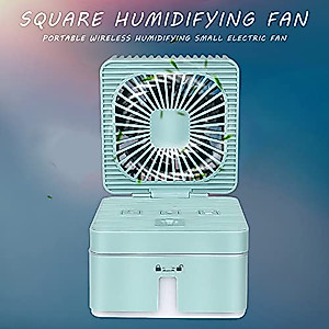 ZZCC USB Air Circulator Fan Mini Misting Fans Rechargeable Fold Ultra-light Portable 3 Speeds Modes, for Bedroom Livingroom Office (Blue)