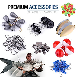 PLUSINNO Telescopic Fishing Rod and Reel Combo, 263 Pcs Fishing Tackle Kit with Tackle Box