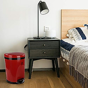 Ramddy Round Step Trash Can with Lid, Gabbage/Waste Bin with Pedals, 2.2 Gallons / 8.3 Liters Red