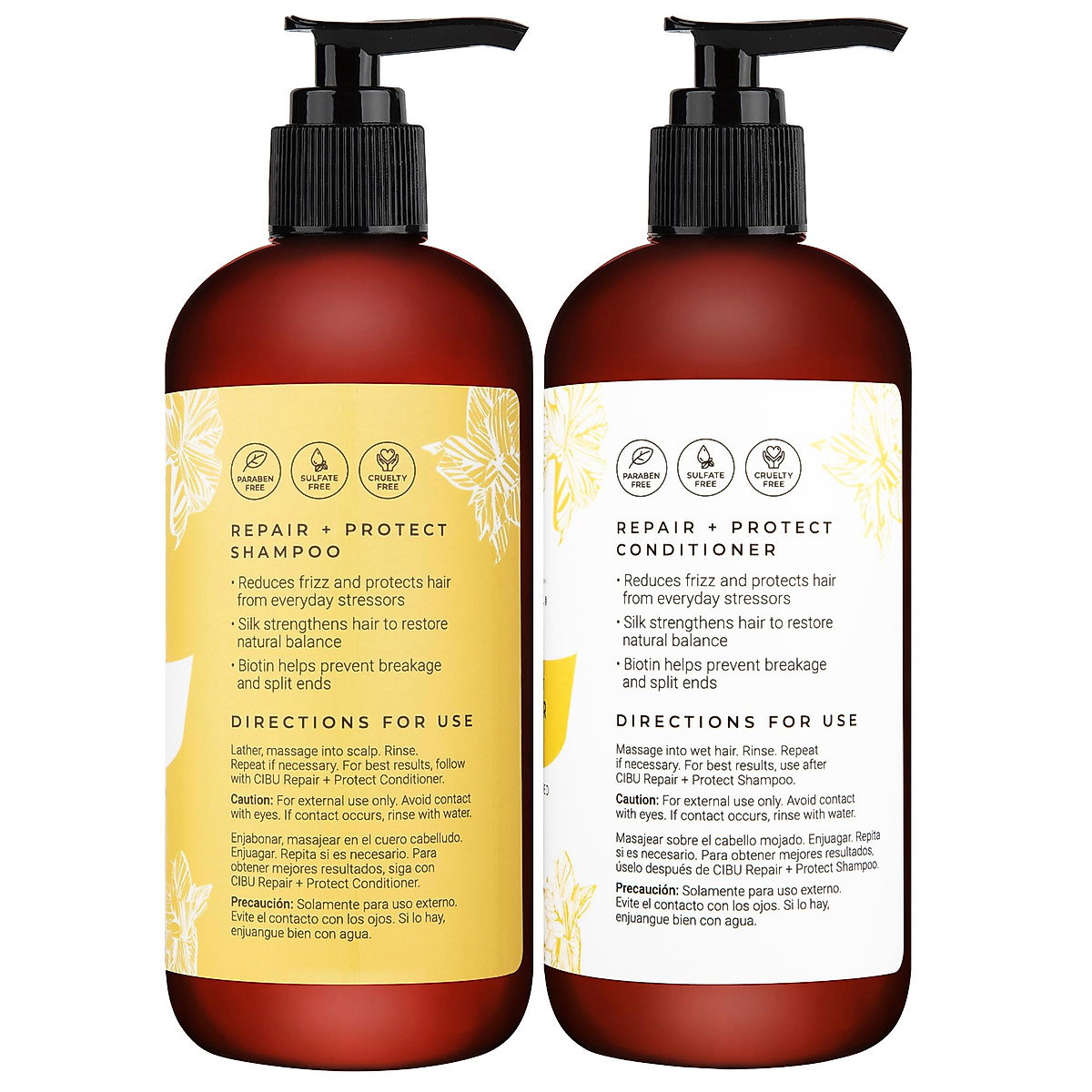 cibu Repair + Protect Shampoo and Conditioner Bundle 90002 Restores Damaged Hair | Protects From Breakage | Safe for Color-Treated Hair Sulfate-Free Smooths & Strengthens Fresh Scent 11.83oz Pack of 2