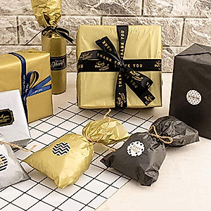 Whaline Metallic Tissue Paper GiftWrapping Paper, Large 20" x 28" for Home, Kitchen, Wine Bottles, DIY Art Craft, 60 Sheet（Gold, Silver and Black）