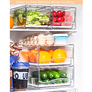 Ornafort 2Pack Clear Fridge Drawer Organizer Stackable Refrigerator Drawers Pull Out Bins Plastic Sliding Home Edit Storage Containers for Bathroom Pantry Cabinet Kitchen,as ​Gift(Not Dishwasher Safe)