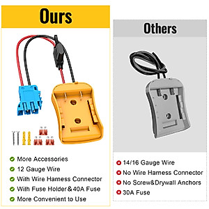 Azocek Power Wheels Adapter for Dewalt 20V Battery with Wire Harness Connector Compatible with Peg-Perego Children Ride-on Car, 12AWG Wire with 40A Fuse