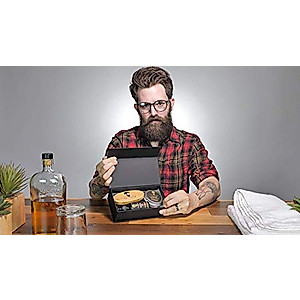 Beard Grooming & Trimming Kit for Men Care - Beard Brush, Beard Comb, Unscented Beard Oil Leave in Conditioner, Mustache & Beard Balm Butter Wax Growth, Styling Scissors - Stocking Stuffers Gift set