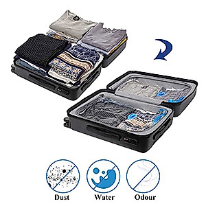 amhomel Vacuum Storage Bag (3 Jumbo, 3 Large, 3 Medium, 3 Small) Ziplock Space Saver Sealer Bags, Air Tight Compression Organizers for Pillows Clothes Blankets Comforters with Hand Pump - 12 Combo