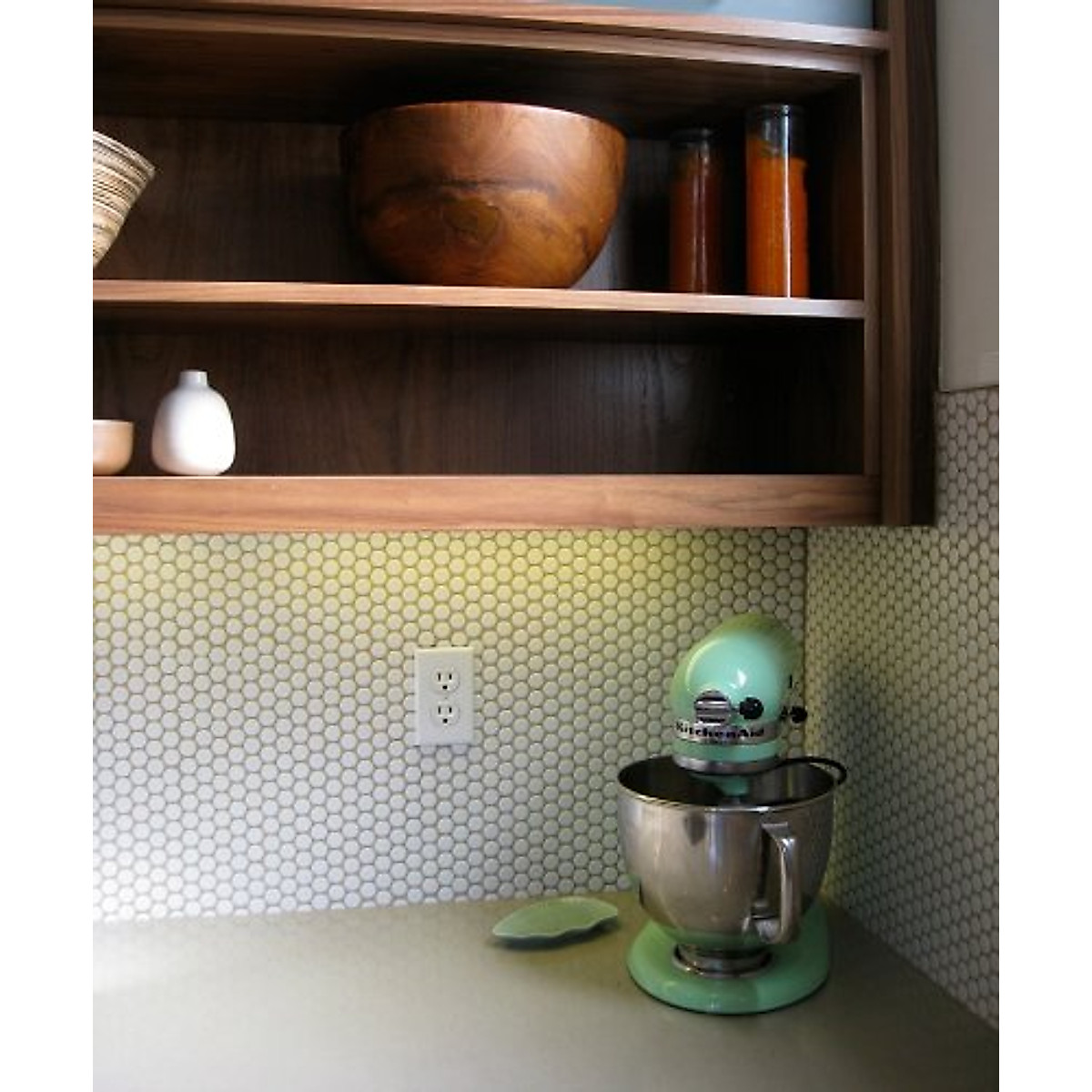 Penny Round Tile Arctic White Porcelain Mosaic Matte Look Wall and Floor Tile (Box of 10 Sheets) for Kitchen Backsplash, Bathroom Floor, Accent Wall