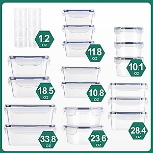 48PCS Food Storage Containers with Lids Airtight (24 Easy Snap Lids +24 Airtight Containers), Leakproof & BPA-Free Plastic Kitchen Organization Set for Lunch, Meal Prep with Free Labels & Marker