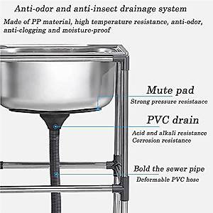 Stainless Steel Small Sink Kitchen Basin With Stand, Home Simple Laundry Sink With Faucet, Ready Practical Freestanding Vanity Multipurpose Sink, Commercial Sink For Laundry/Backyard/Garage (Size