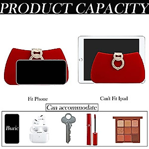 Buric Clutch Purses for Women Fashion Evening Bag Gold Clutch Small Crossbody Bag with Detachable Chain for Party/Wedding (Red)