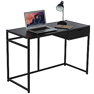 AZXY Computer Desk with Storage Drawer, 42” Home Office Desk Metal Frame, Drawing Table Writing Study Workstation for Men Women, Made of Excellent Environmentally Friendly Plates (Black)