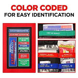 Ever-Ready Industries Outdoor Protection and Workplace First Aid Kit - Includes Burn Ointment, Exceed OSHA Guidelines and ANSI 2009 Standards - 228 Pieces, Red