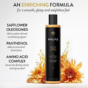 PHILIP B Forever Shine Shampoo, 7.4 fl. oz. (220 ml) - Volumizing Cleanser With Notes of Pure Oud Leaves Hair Smooth & Glossy, Reduces Frizz, For All Hair Types