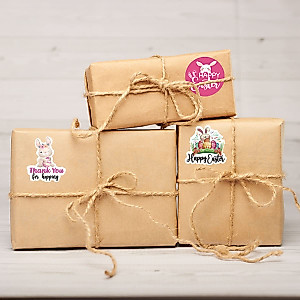 Thank You for Hopping 200 Piece Easter Bunny Stickers,Cute Business Envelopes Stickers for Handmade Goods/Small Business Packages,Easter Theme Small Shop Business Stickers for Envelopes Seals