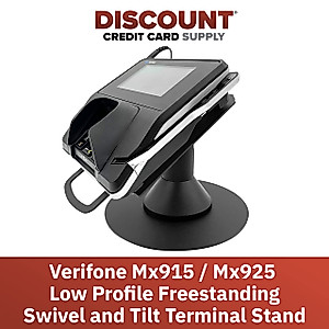 Discount Credit Card Supply Verifone MX915 / Mx925 5" Freestanding Low Profile Swivel and Tilt Terminal Stand with Round Plate, Black
