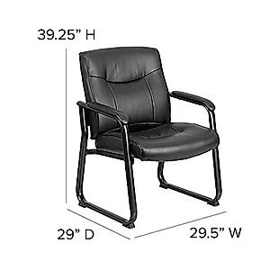 Flash Furniture HERCULES Series Big & Tall 500 lb. Rated Black LeatherSoft Executive Side Reception Chair with Sled Base