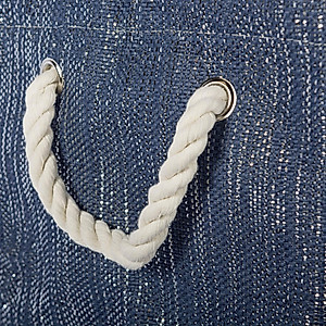 DII Woven Paper Storage Bin, Metallic Lurex, Nautical Blue, Medium Round