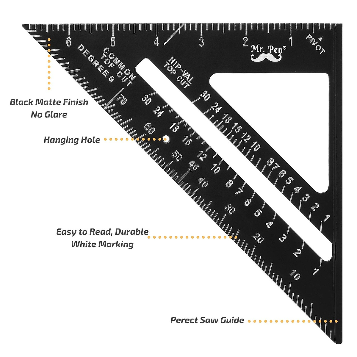 Mr. Pen- Rafter Square, Metal Square, 7 Inch, Carpenters Square, Square Tool, Metal Square Ruler, Carpentry Squares, Woodworking Square, Square Angle Tool, Aluminum Rafter Square, Carpenter Square