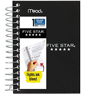 Five Star Fat Lil' Spiral Notebook, College Ruled Paper, 5-1/2" x 3-1/2", 200 Sheets, Color Will Vary (45388)