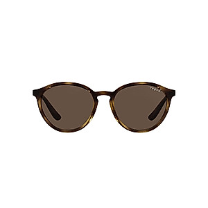 Vogue Eyewear Women's VO5374SF Low Bridge Fit Round Sunglasses, Dark Havana/Dark Brown, 55 mm