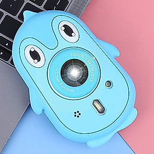 IPS Screen with Silicone Cover Cartoon Children Digital Camera, Children Camera, Portable for Boys Girls(Blue)