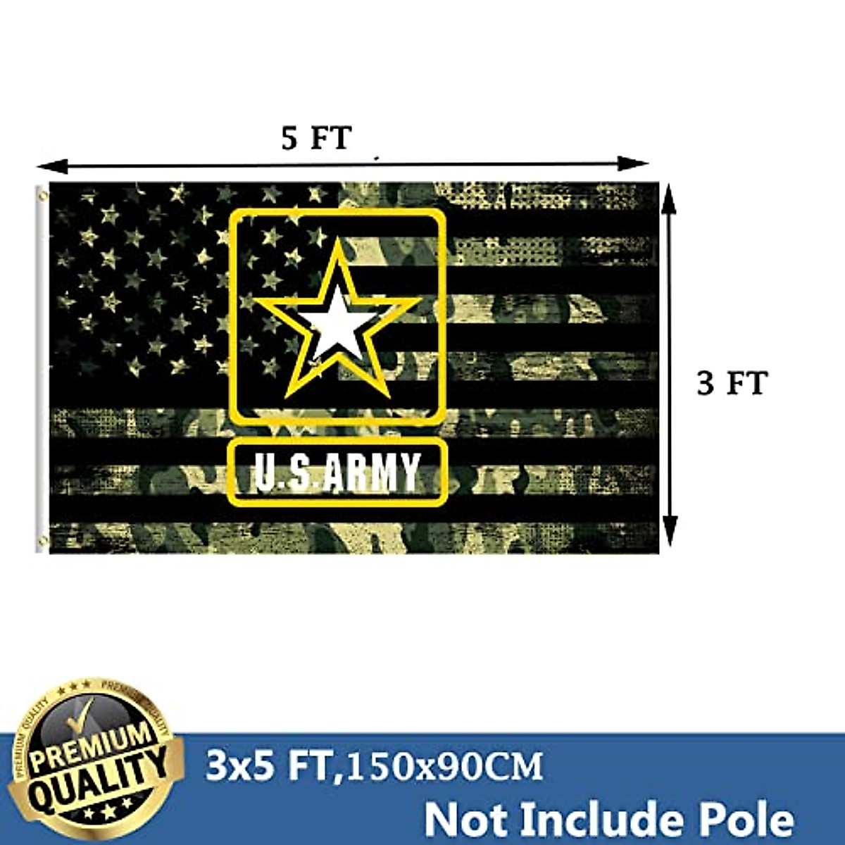 US Army Camouflage Flag 3x5 Outdoor Made in USA- American United States Army Star Black Military Flags Heavy Duty Fade Resistant Banner for Outdoor Indoor Garage Wall