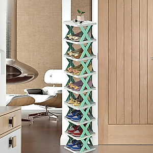 Doefo 9 Layers Foldable Shoe Rack, Compact Shoe Rack Storage- Assemble Detachable Shoe Shelves Shoe Cabinet - Creative Tower Shelf Storage for Entryway