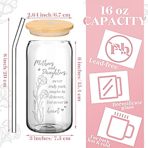 Gejoy Gifts for Mom from Daughter Mothers Day Gifts from Daughter Birthday Presents for Mom 16oz Coffee Glass Mom Funny Can Beer Glass with Bamboo Lids and Straw (Tulip)