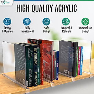 BigBcart Acrylic Shelf Dividers for Closet Organization - Wood Closet Shelf Organizer | Closet Shelf Divider | Closet Dividers for Shelves, Suitable for Wooden or Vertical Shelves (8 Pack)