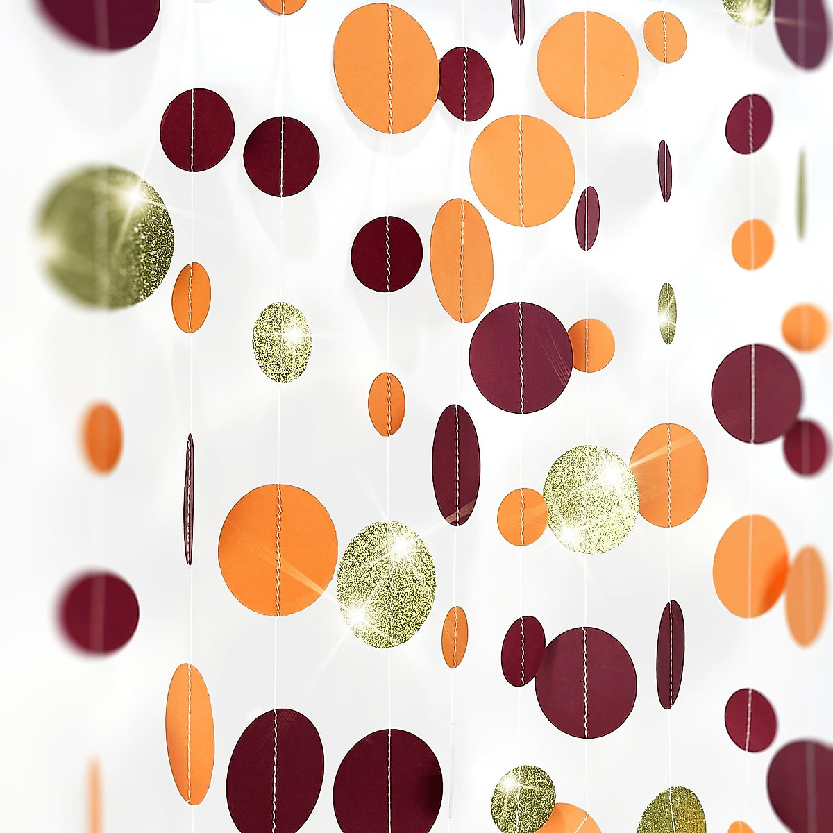 Fall Birthday Party Decorations/Fall Bridal Shower Decorations Thanksgiving Party Decorations Burgundy Orange Gold Circle Paper Garlands/Fall Party Decorations