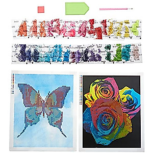 Dazz 3D Gemstone Painting Butterfly & Roses Pack of 2 by Horizon Group USA, Includes 2 8”X10” Diamond Dotz Painting, Rhinestone Sheets for Adults & Children, Gem Tray & Stylus Included.Multicolored