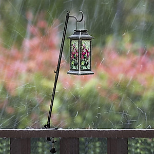 Funtife Deck Bird Feeder Hanger for Railing, 30Inch Heavy Duty Fence Deck Hook Pole, 360 Degree Horizontal Rotary Clamp-On for Hanging Outdoor flower pots, String lights, Wind Chimes and Decor, 2Packs