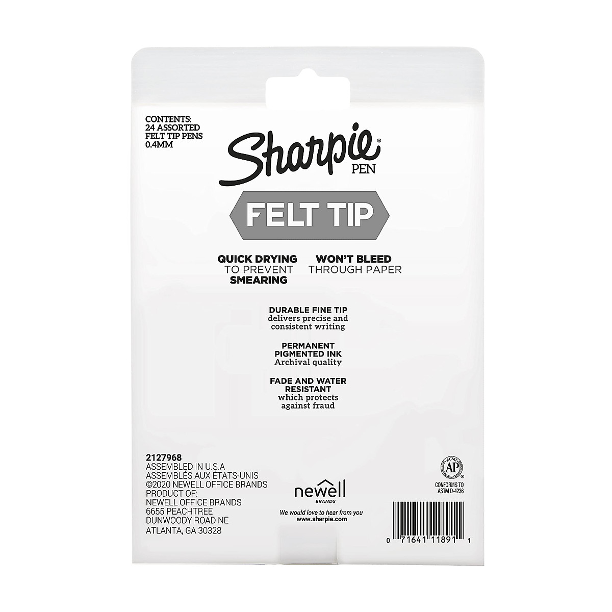 SHARPIE Pens, Felt Tip Pens, Fine Point (0.4mm), Assorted Colors, 24 Count