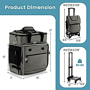 Goplus 50-Can Collapsible Rolling Cooler, 3-in-1 Portable Insulated Soft Cooler Bag w/Movable Wheels, Adjustable Handle, Leakproof Cooler Trolley for Beach Camping Patio Travel Outdoor (Gray)