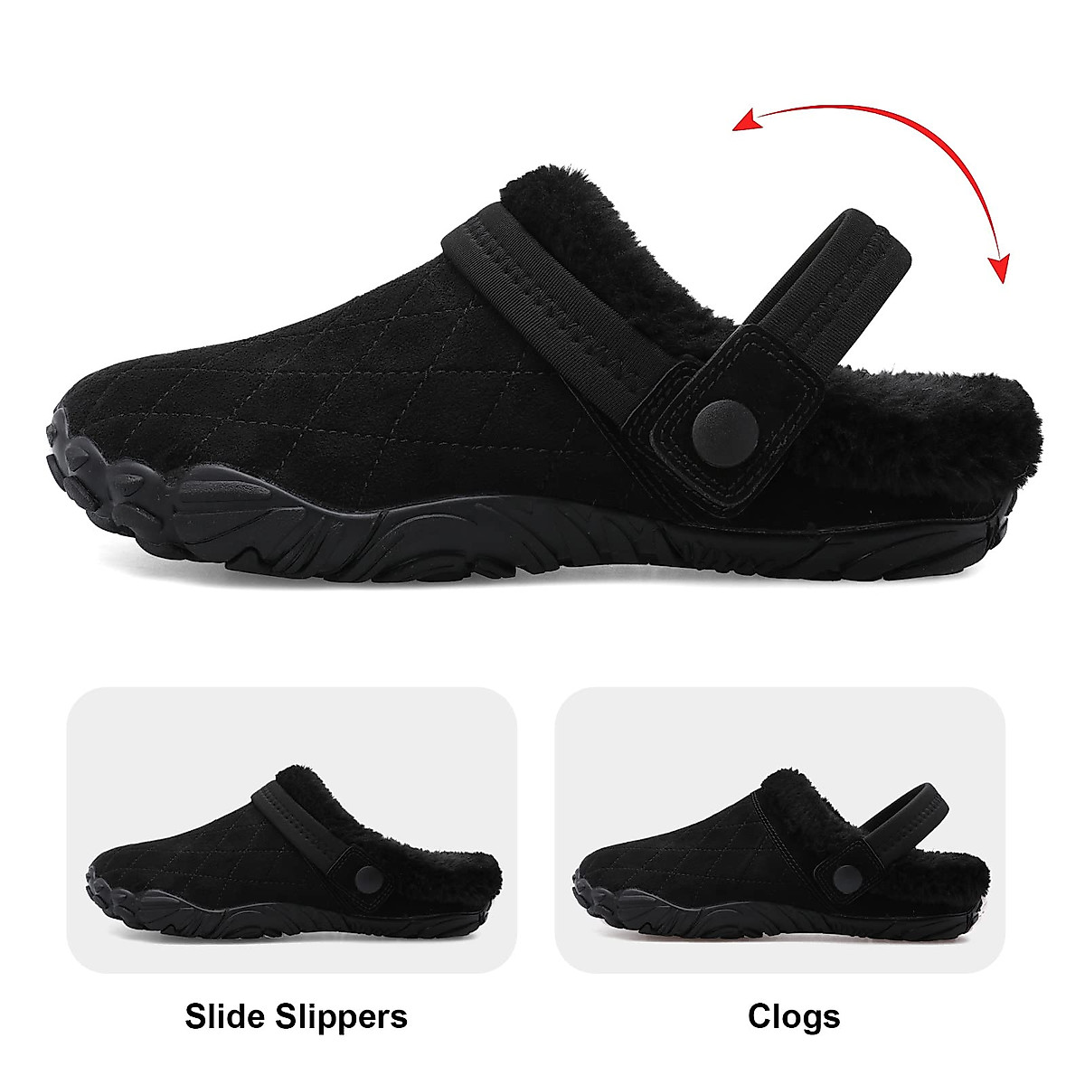 Besroad Soft Plush Lightweight House Fuzzy Slides Slippers for Women Fur Home Outdoor Shoes New All Black 7.5 Women/6 Men