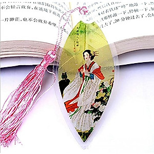 Fascola Leaf Bookmarks - Made of Real Leaves 4PCs Landscape Vein Bookmark with Traditional Chinese Painting Business Gift