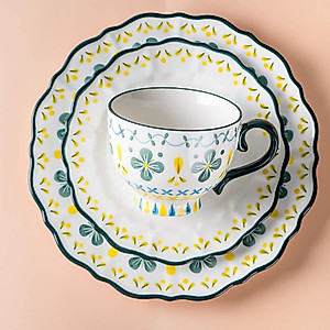 Plate and Bowl Set Kitchen Tableware Set,Ceramics Dinner Sets, 33 Pieces Four Leaf Clover Pattern Cereal Bowl and Steak Plate Set | Porcelain Dinnerware Set for Wedding Housewarming Gifts