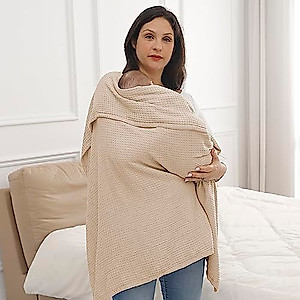 Kloovete 36” X 40” Inches Baby Waffle Weave Blanket, Ultra-Soft Receiving Blanket for Newborn, Breathable Swaddle Blanket for Boys and Girls Throw Blankets (Oat)