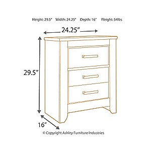 Signature Design by Ashley Zelen Rustic Contemporary 2 Drawer Nightstand, Warm Gray