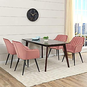Duhome Accent Chair for Living Room/Bed Room with Armrest,Duhome Reception Chair Mid-Century Upholstered Leisure Dining Chairs Modern Metal Frame Legs Velvet Padded Seat Easy Assembly Pink