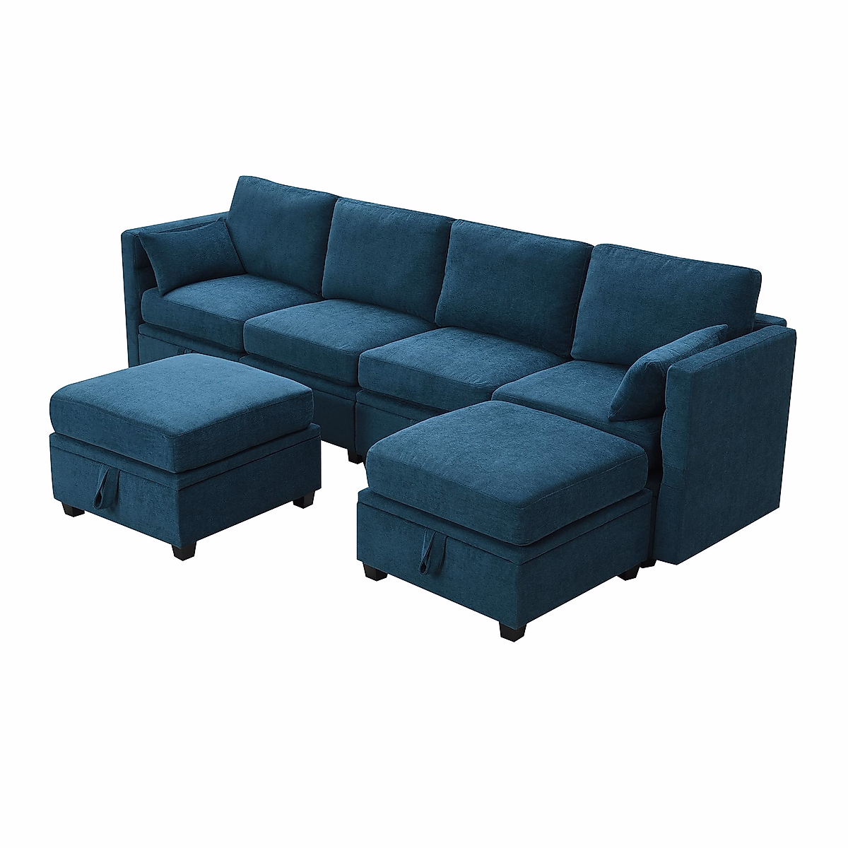 kevinplus 109" Modular Sectional Sofa Couch with Storage for Living Room, Modern U-Shape L-Shape Sofa Couch with Adjustable Armrest & Backrest & Reversible Ottoman, Chenille Fabric, Blue