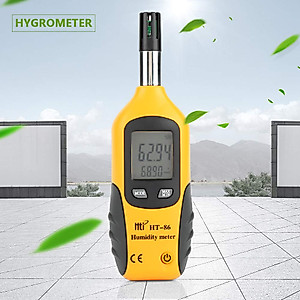Digital Humidity Thermometer, HT-86 Handheld Bulb/Dew Point Temperature Meter LCD Display Humidity Monitor for Indoor & Outdoor Use