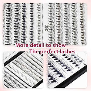 Bodermincer 240pcs C Curl 10D/20D Cluster Eyelashes 8/9/10/11/12mm and Under Eyelashes Mixed Professional Makeup Individual Cluster Eye Lashes (8/9/10/11/12mm and Under Eyelashes)