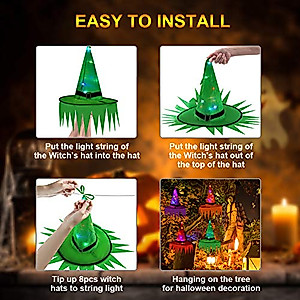 AERZETIX Halloween Witch Decorations Witch Hat String Lights, Halloween Witch Hat Decor 33ft 8 Lighting Modes Christmas Halloween Decorations Outdoor Indoor, Garden, Patio, Yard